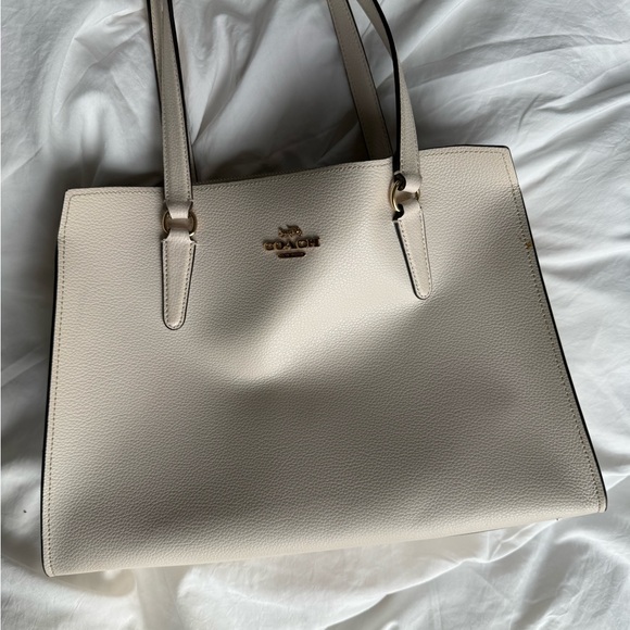 Coach | Bags | Coach Ivory Leather Tote Bag | Poshmark
